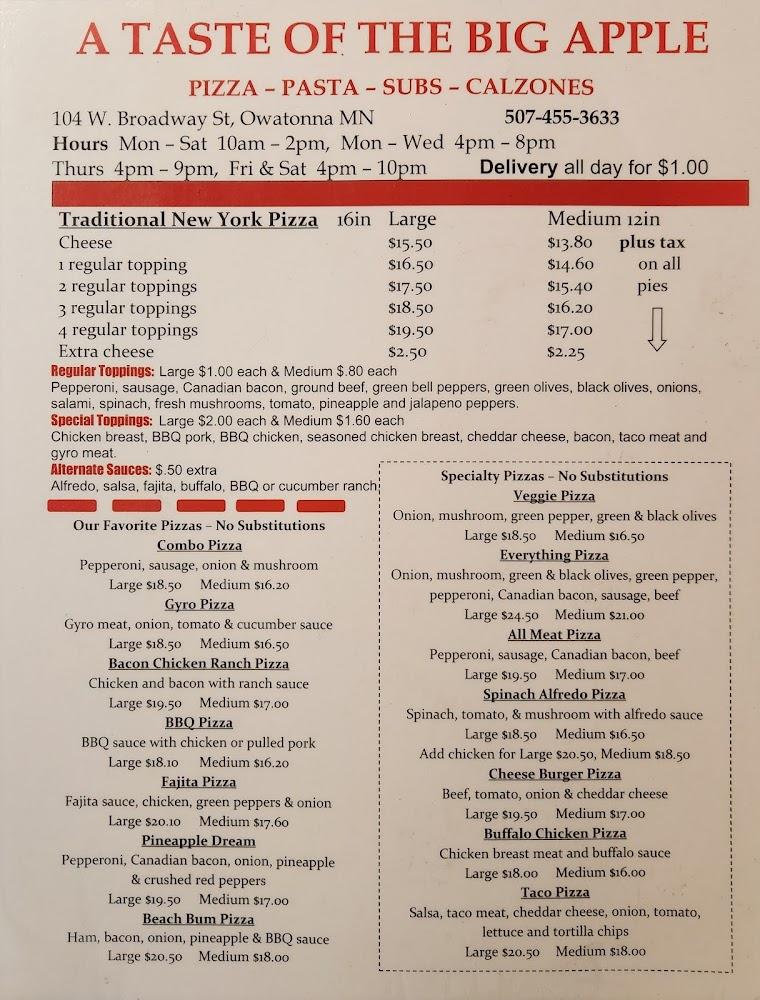 A Taste Of The Big Apple - Pizza restaurant in Owatonna, MN